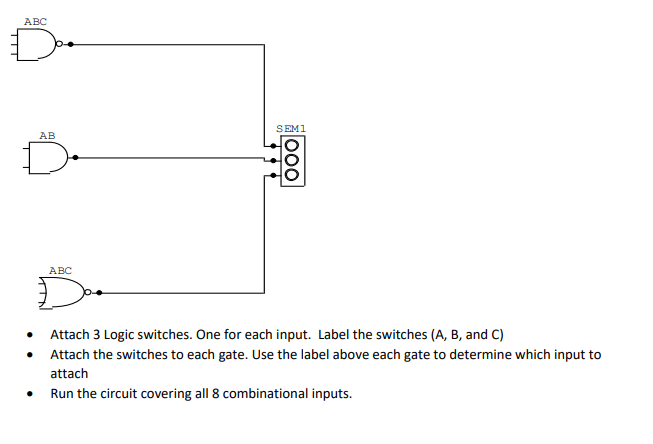 Solved Attach 3 ﻿Logic switches. One for each input. Label | Chegg.com