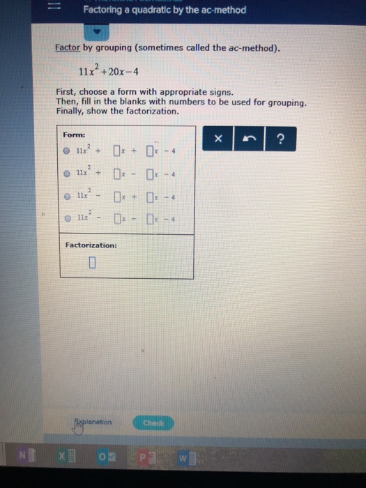 Solved Factoring A Quadratic By The Ac Method Factor By