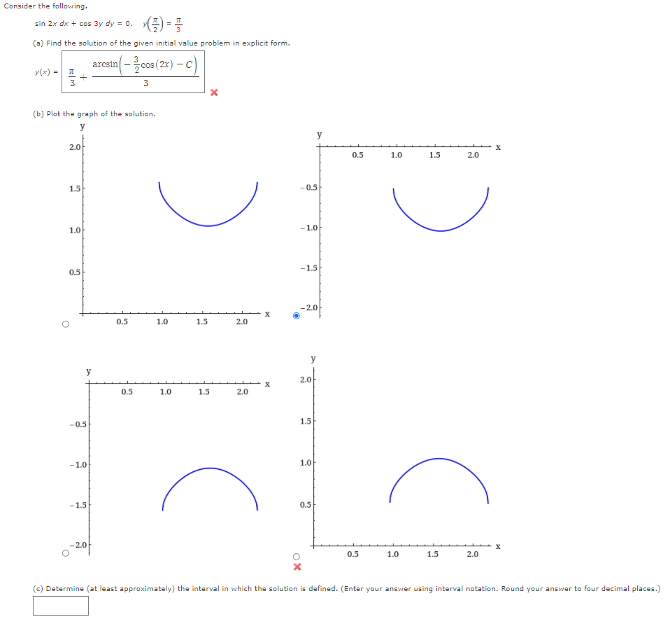 Solved Consider the following. sin 2x dx + cos 3y dy = 0, | Chegg.com