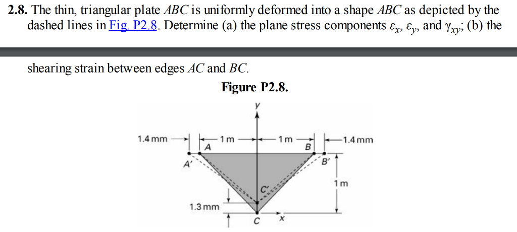 Solved 2.8. The thin, triangular plate ABC is uni formly | Chegg.com