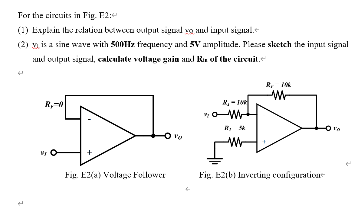 Solved For the circuits in Fig. E2: (1) Explain the relation | Chegg.com