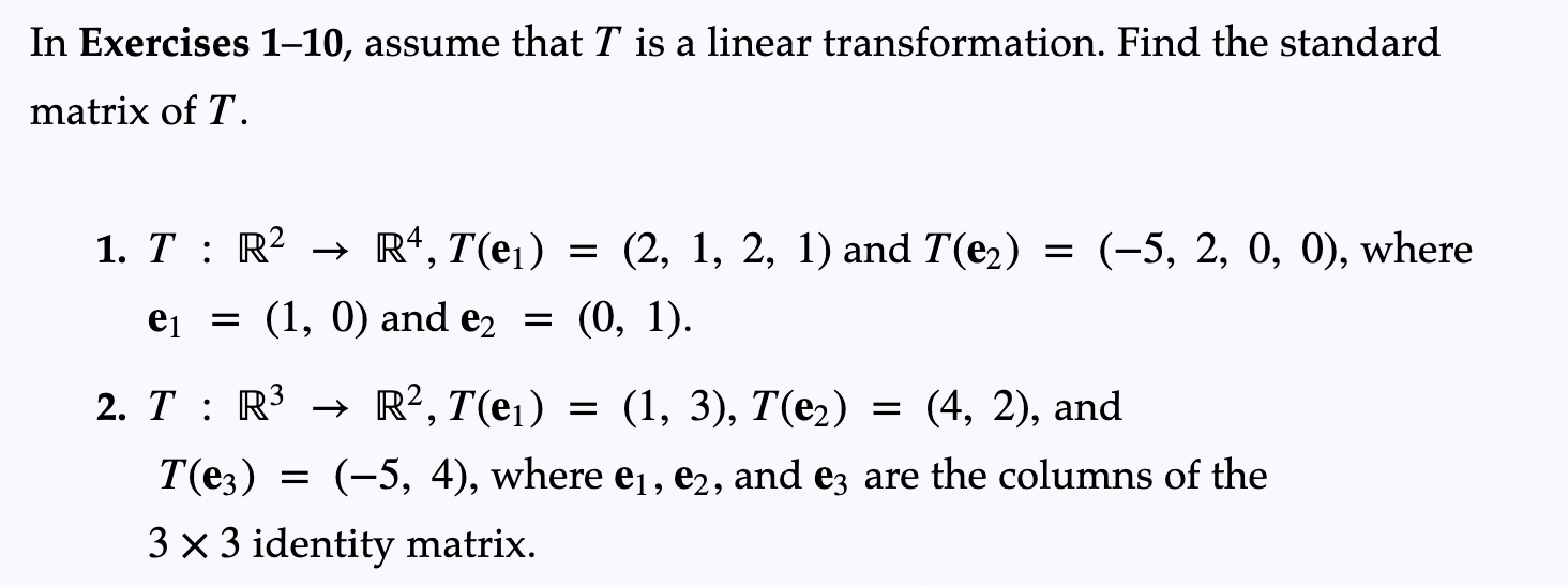 Solved In Exercises 1-10, assume that T is a linear | Chegg.com