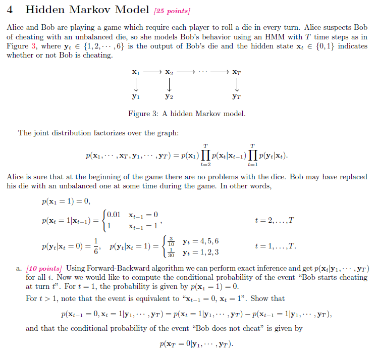 Hidden Markov Model (25 points) Alice and Bob are | Chegg.com