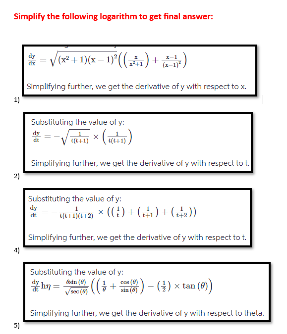 Solved Simplify the following logarithm to get final | Chegg.com