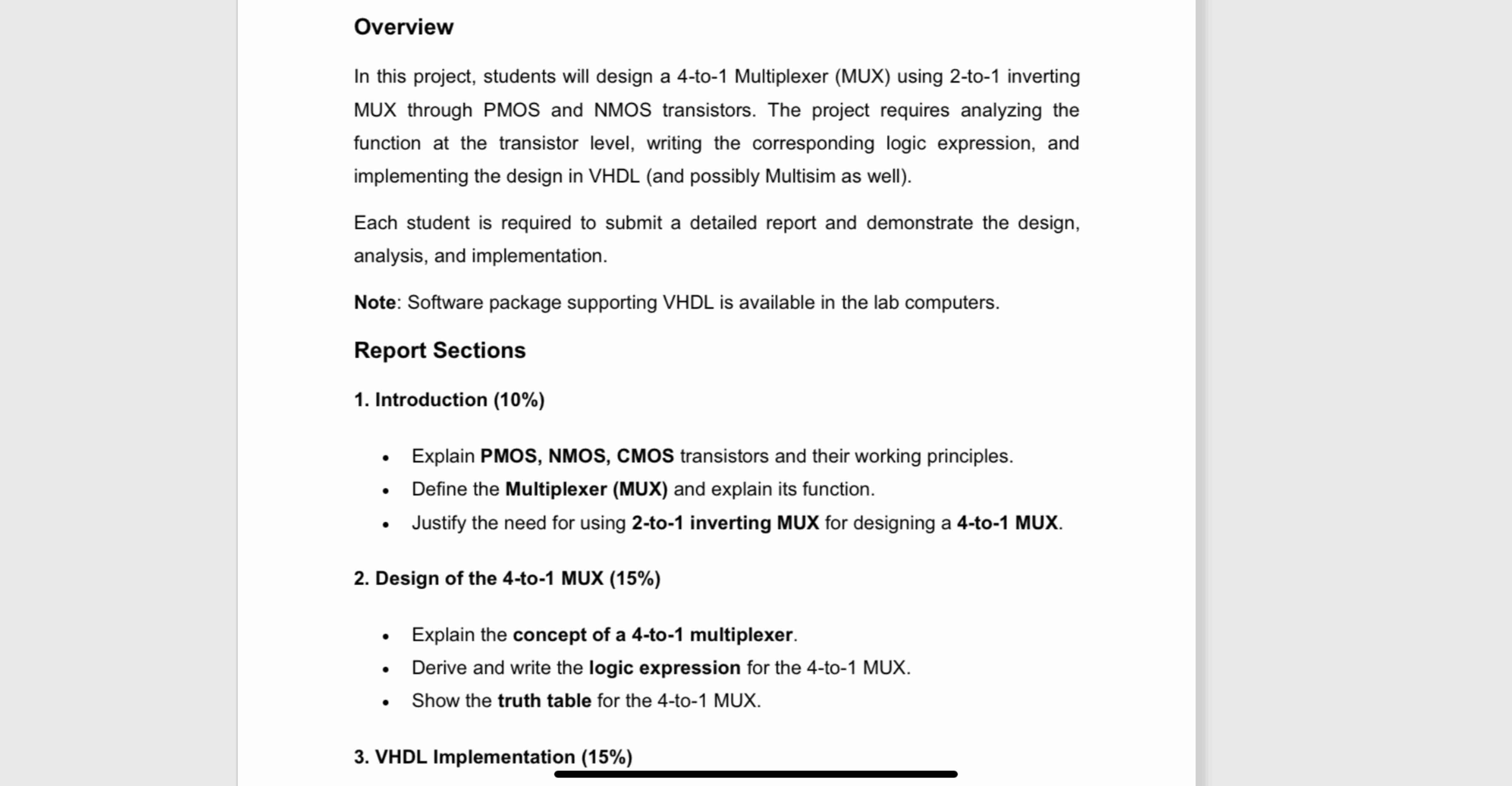 Overview In this project, students will design a | Chegg.com