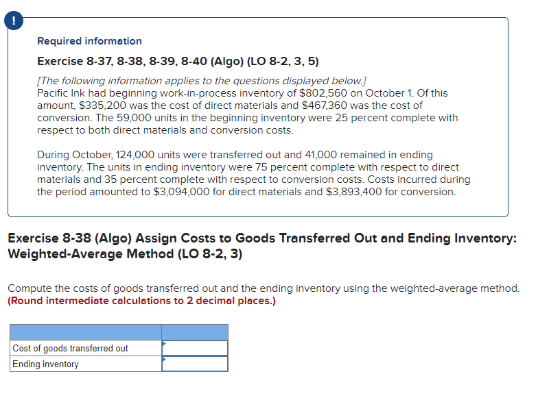 Compute the costs of goods transferred out and the | Chegg.com