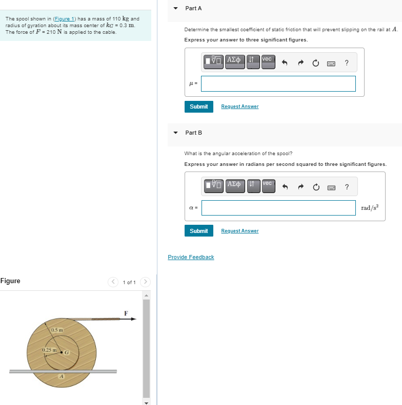 Solved Part AThe spool shown in (Figure 1) ﻿has a mass of | Chegg.com