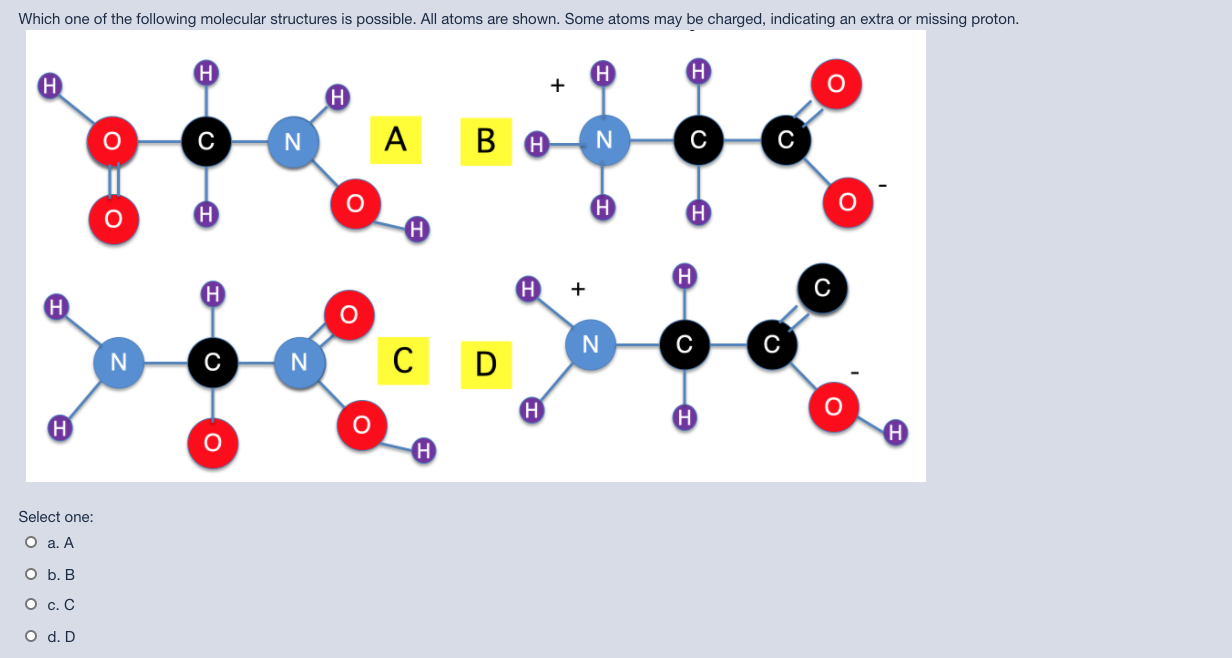 Solved Which one of the following molecular structures is | Chegg.com