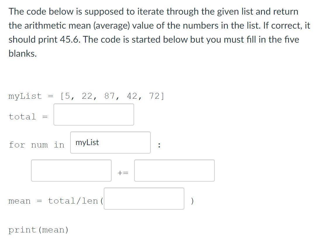 Solved The code below is supposed to iterate through the | Chegg.com