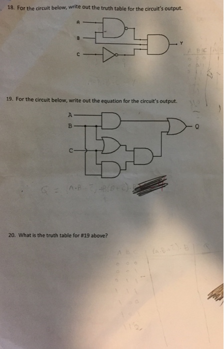 Solved 18. For the circuit below, write out the truth table | Chegg.com