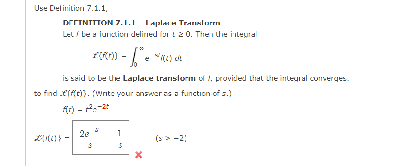 Solved Use Definition 7.1.1, DEFINITION 7.1.1 Laplace | Chegg.com