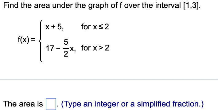 Solved Find the area under the graph of f over the interval | Chegg.com