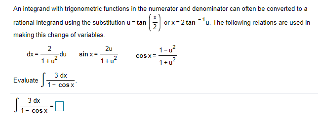 Solved An Integrand With Trigonometric Functions In The
