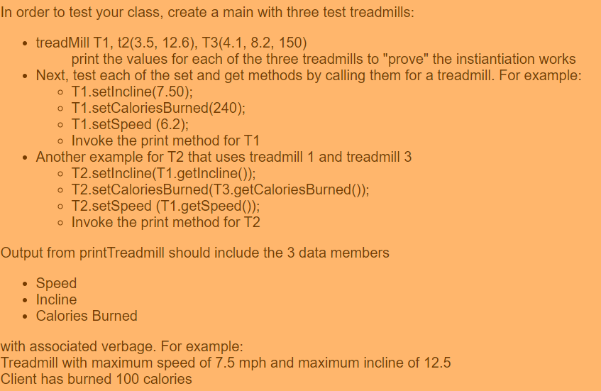 Solved Define a class named Treadmill that contains the | Chegg.com Solved Define a class named Treadmill that contains the | Chegg.com
