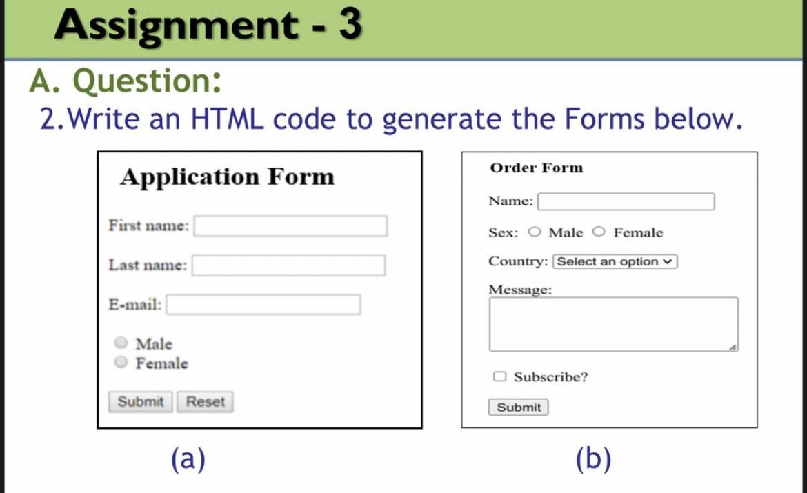 Solved 2. Write an HTML code to generate the Forms below. | Chegg.com