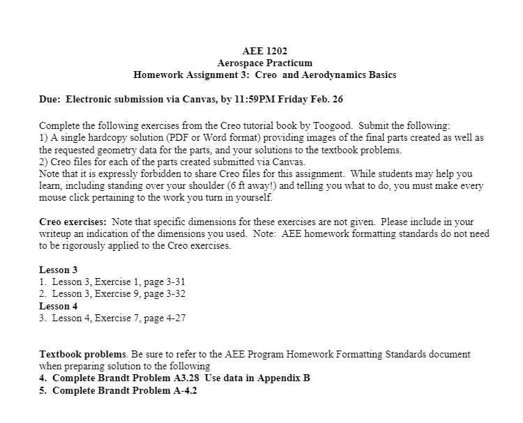 AEE 1202 Aerospace Practicum Homework Assignment 3: | Chegg.com