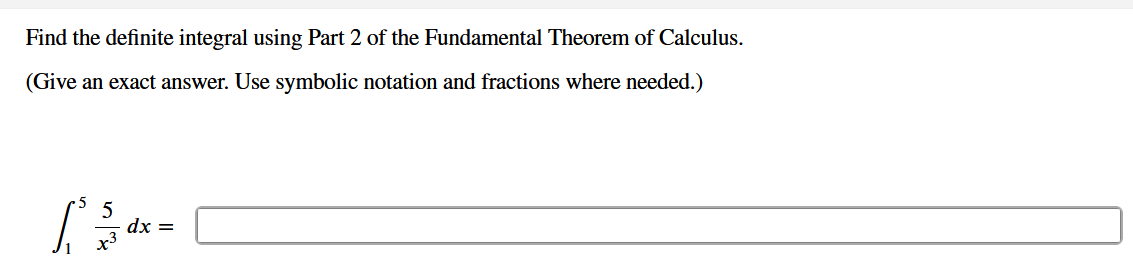 Solved Find the definite integral using Part 2 of the | Chegg.com