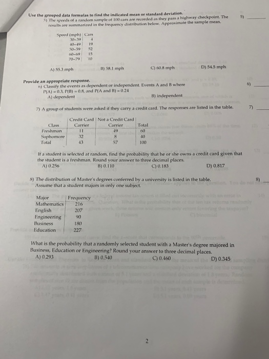 Solved Use the grouped data formulas to find the indicated | Chegg.com