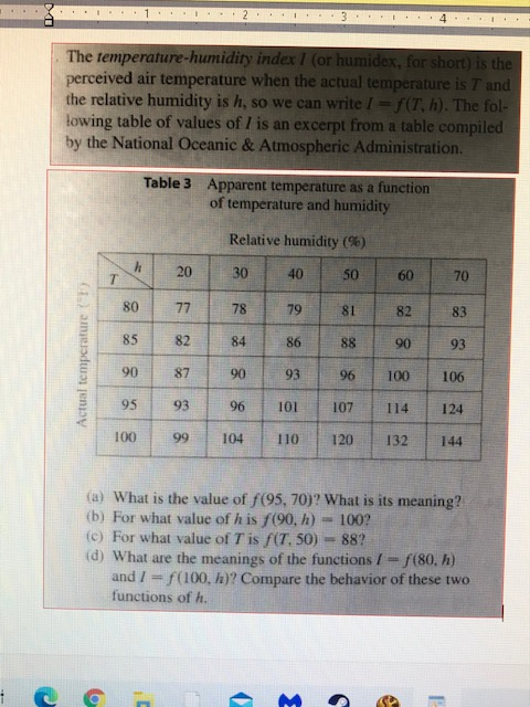 Solved 2. The temperature-humidity index l (or humidex, for | Chegg.com