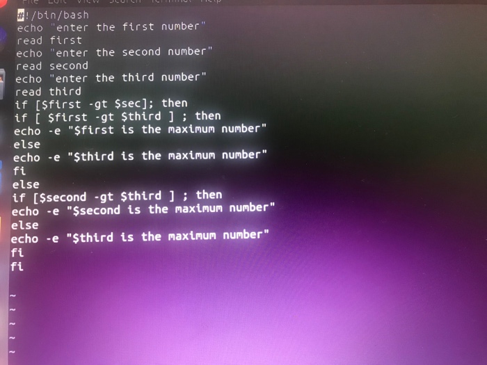 Solved write a shell script programming to find the maximum | Chegg.com
