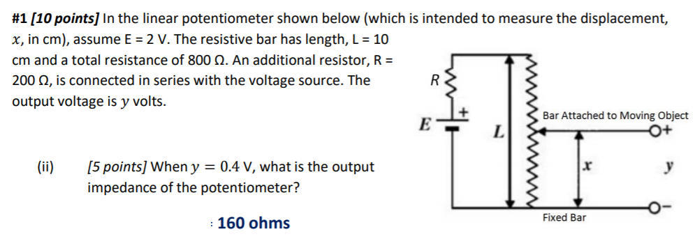 Solved #1 (10 points) In the linear potentiometer shown | Chegg.com