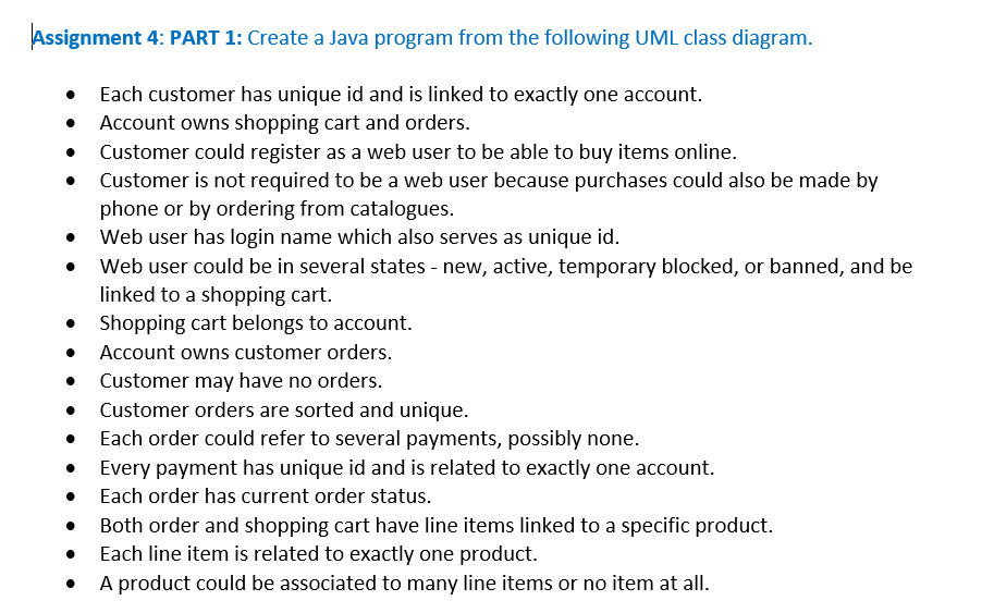 Assignment 4 PART 1 Create A Java Program From The Chegg