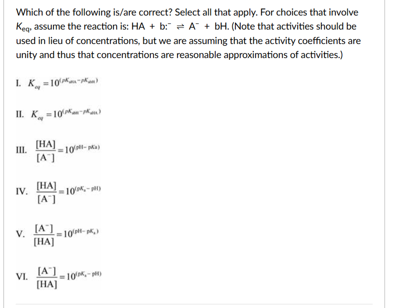 Solved Which of the following is/are correct? Select all | Chegg.com