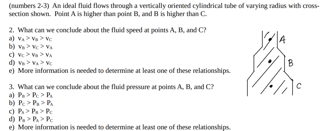 Solved (numbers 2-3) An ideal fluid flows through a | Chegg.com