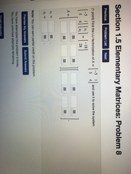 Solved Section 15 Elementary Matrices Problem 8 Previous 6923