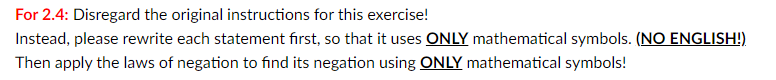 Solved For 2.4: Disregard the original instructions for this | Chegg.com
