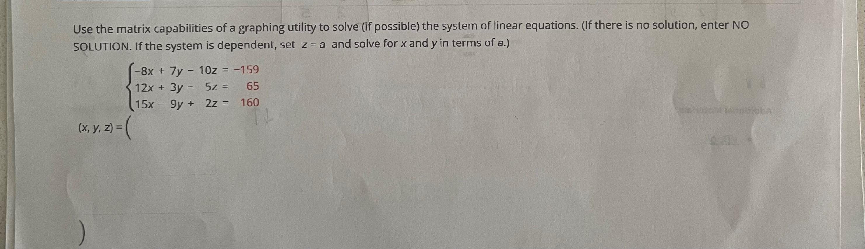 Solved Use the matrix capabilities of a graphing utility to | Chegg.com