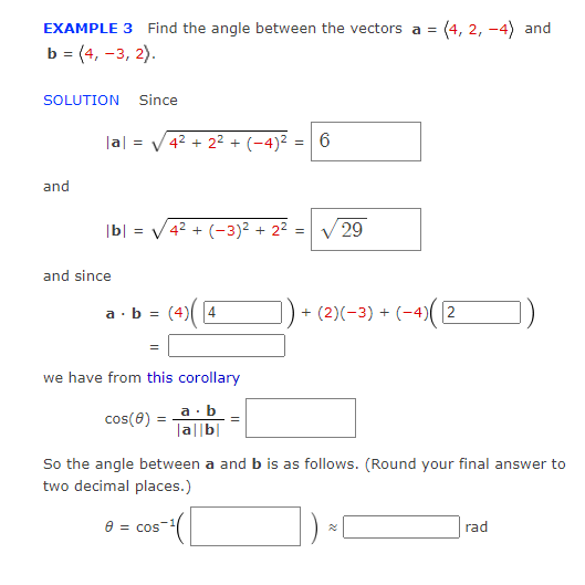 Solved EXAMPLE 3 ﻿Find the angle between the vectors | Chegg.com