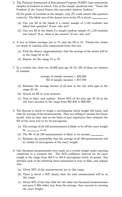 Solved 5. The National Assessment of Educational Progress | Chegg.com