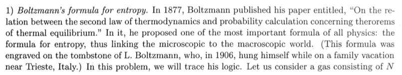 1) Boltzmann's formula for entropy. In 1877, | Chegg.com