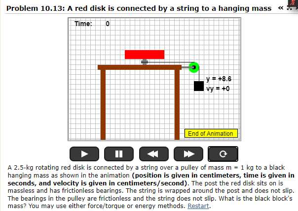 Problem 10.13: A red disk is connected by a string to | Chegg.com