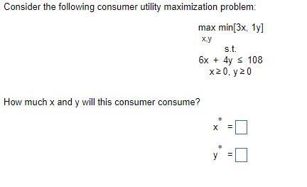Solved Consider the following consumer utility maximization | Chegg.com