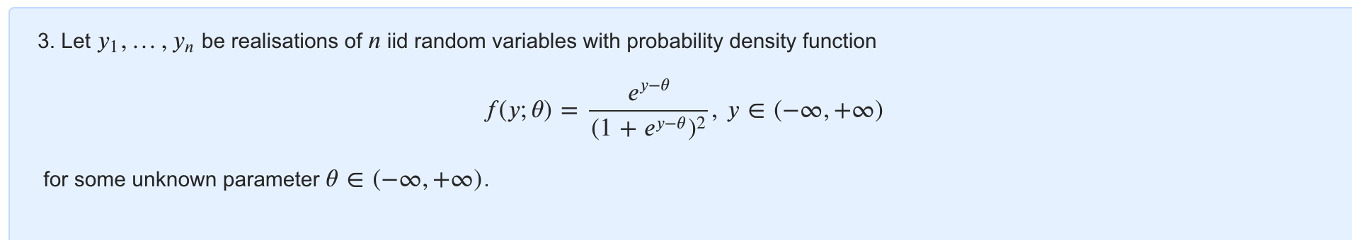 Solved Let y1,...,yn be n iid random samples with pdf Show | Chegg.com