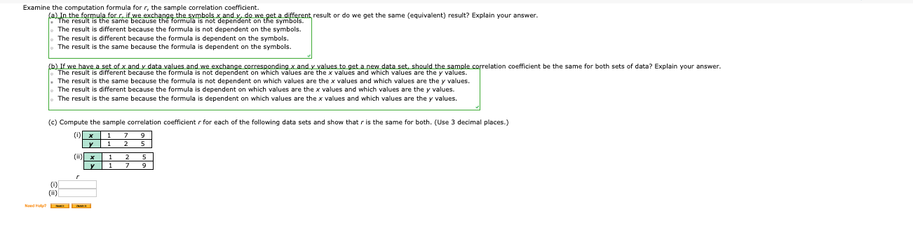 Solved Examine the computation formula for r, the sample | Chegg.com