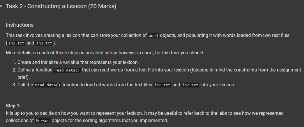Solved Task 2 Constructing A Lexicon 20 Marks