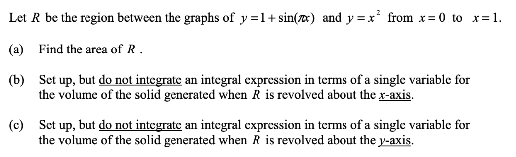Solved Let R be ﻿the region between the graphs | Chegg.com