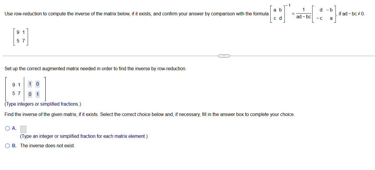 Solved Use row-reduction to ﻿compute the inverse of ﻿the | Chegg.com