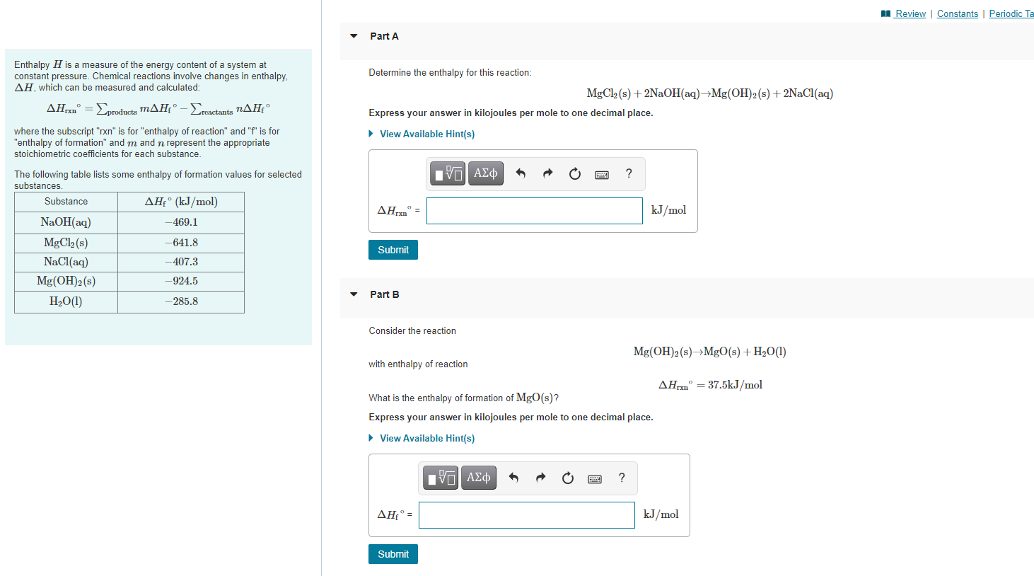 Solved Review Constants Periodic Ta Part A Determine the | Chegg.com