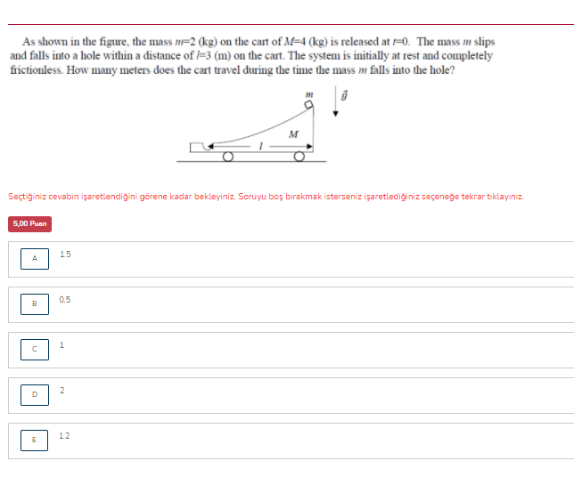Solved As shown in the figure, the mass m=2 (kg) on the cart | Chegg.com