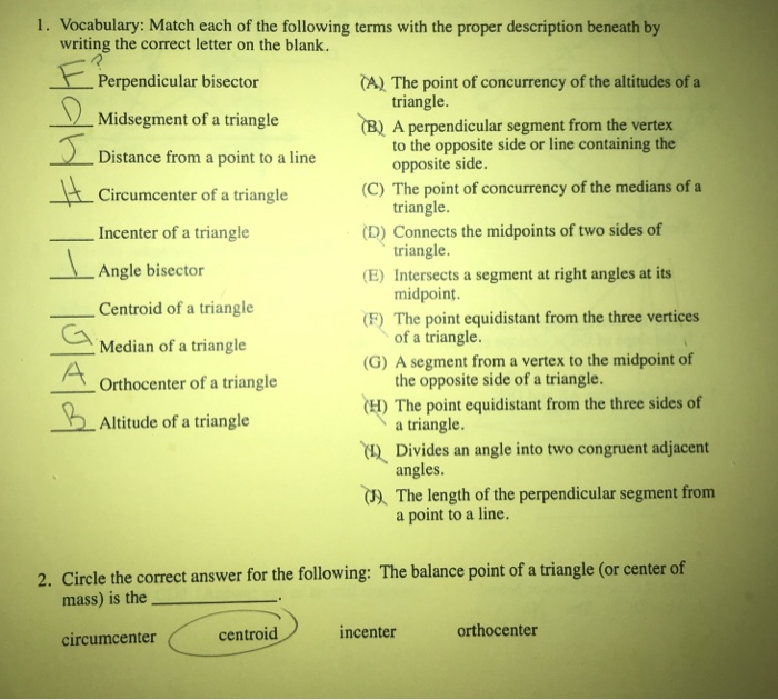 Solved 1. Vocabulary: Match each of the following terms with | Chegg.com