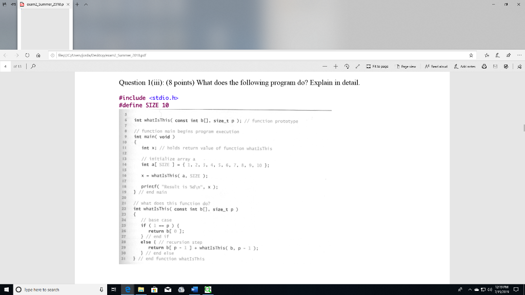Solved 4 xam Summer 20180 x + A 0 // sed | Chegg.com