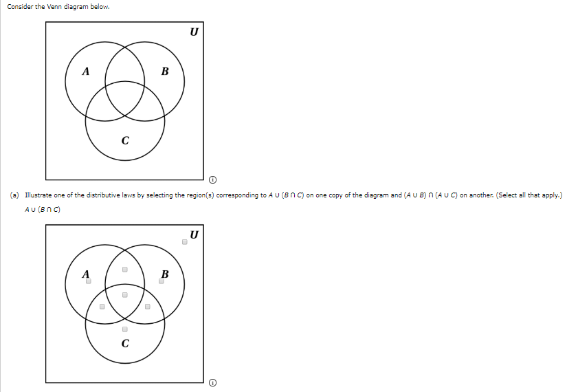 Solved Consider the Venn diagram below. (a) Illustrate one | Chegg.com