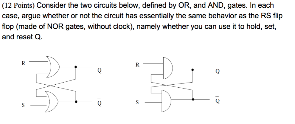Solved (12 Points) Consider the two circuits below, defined | Chegg.com