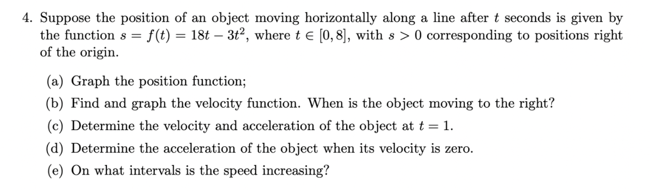 Solved 4. Suppose the position of an object moving | Chegg.com