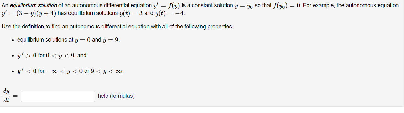 Solved An equilibrium solution of an autonomous differential | Chegg.com