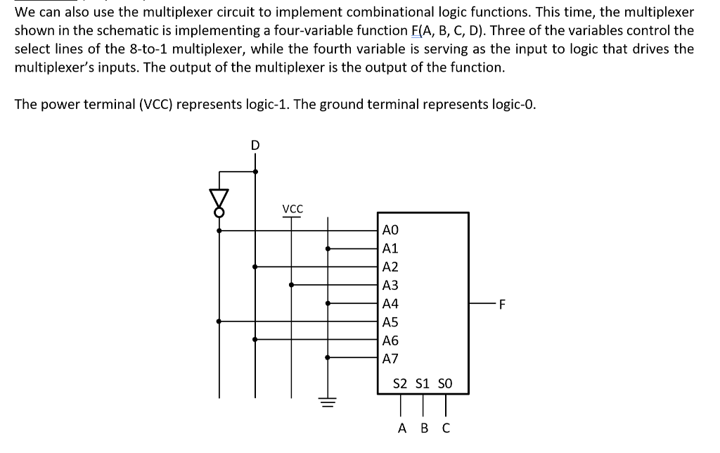 Solved We can also use the multiplexer circuit to implement | Chegg.com